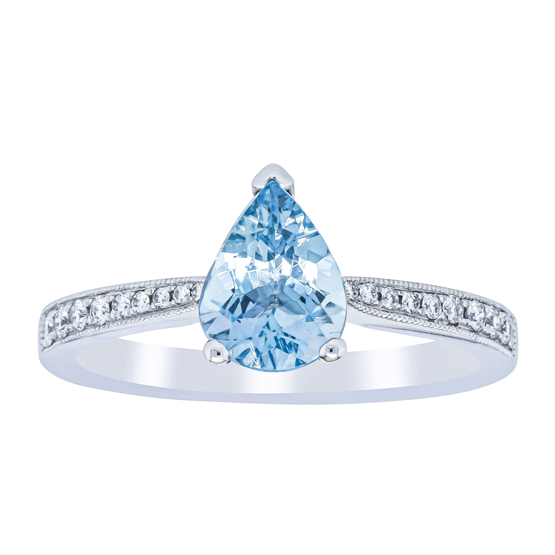 18ct White Gold .81ct Aquamarine & Diamond Zenith Ring – Walker & Hall