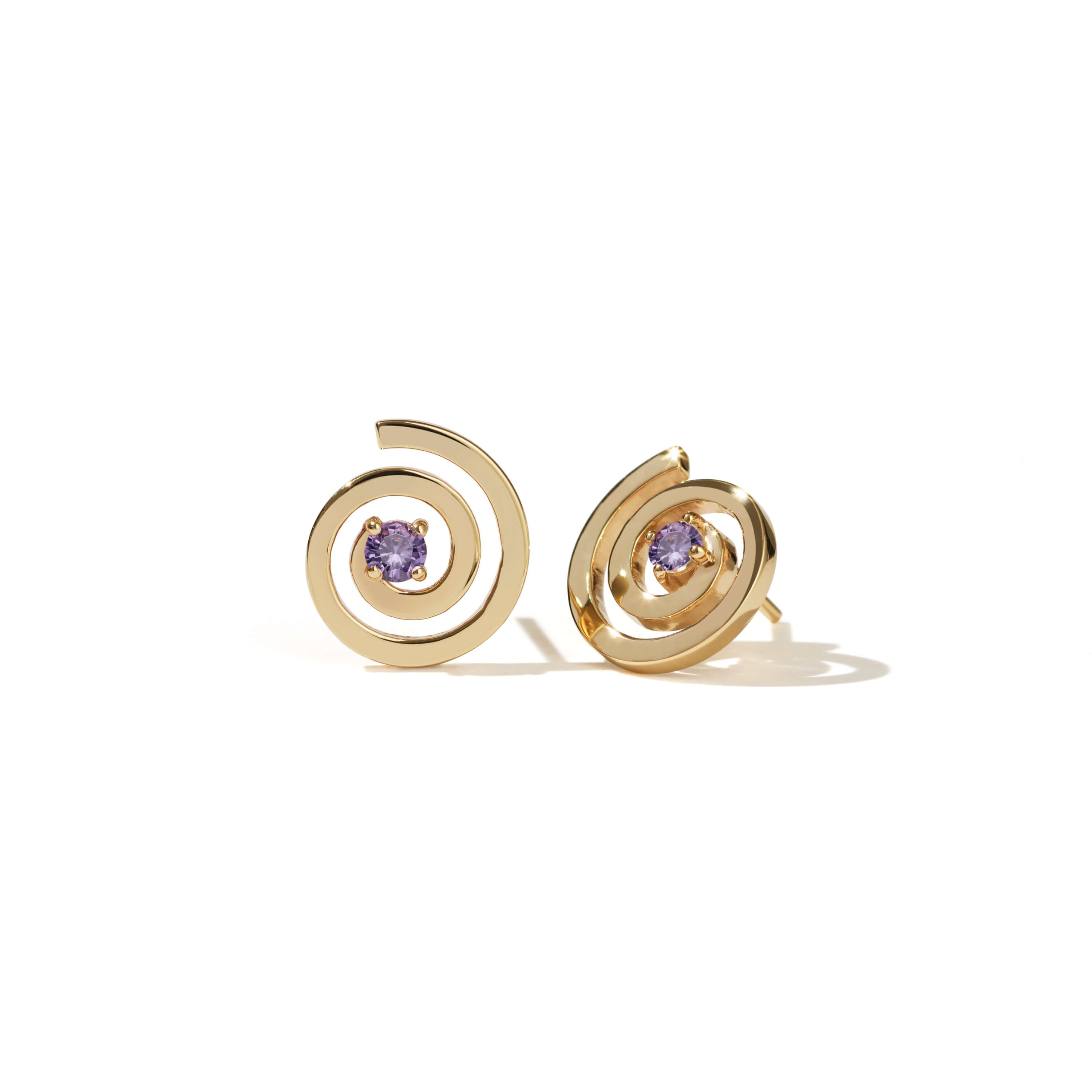Meadowlark Amethyst Spiral Studs - Gold Plated – W&H – Walker & Hall