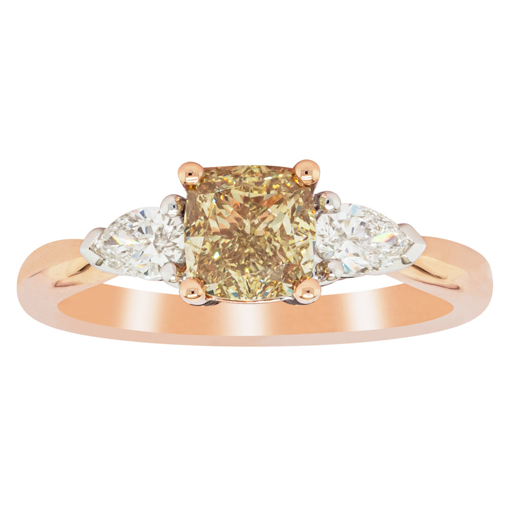 18ct Rose Gold 1.21ct Cushion Champagne Diamond Ayla Ring – Walker & Hall