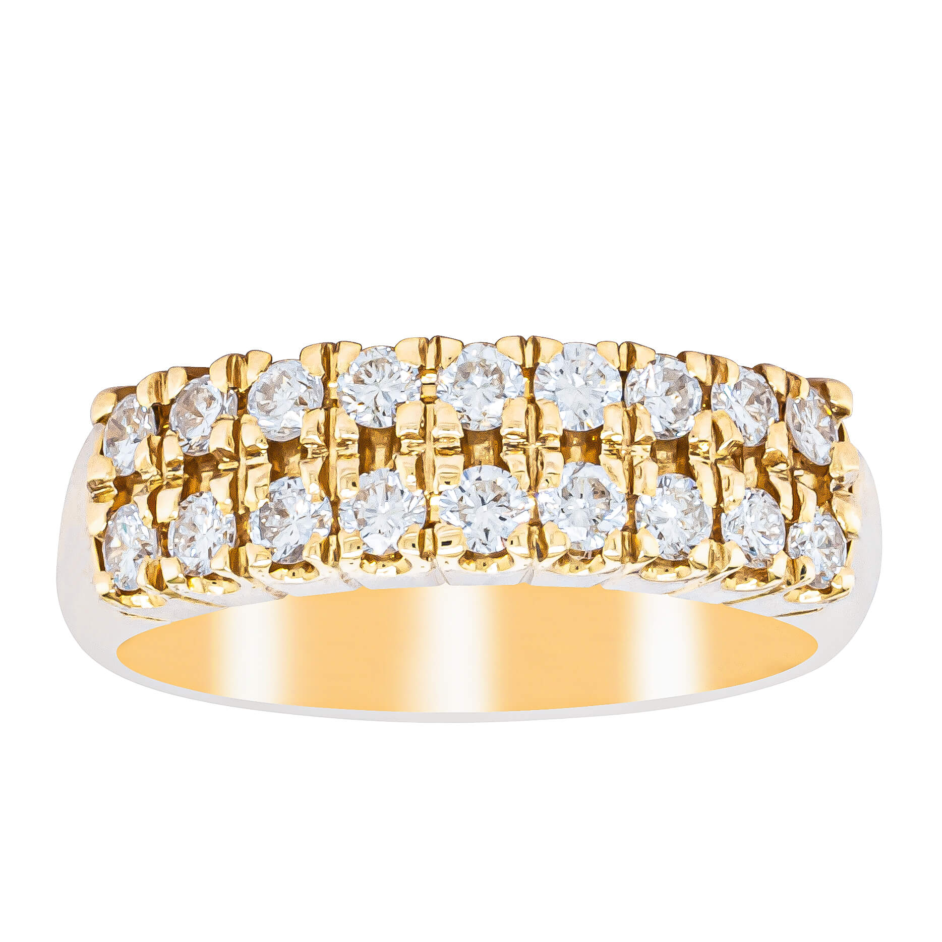 Deja Vu 18ct Yellow Gold .70ct Diamond Twin Row Ring – Walker & Hall