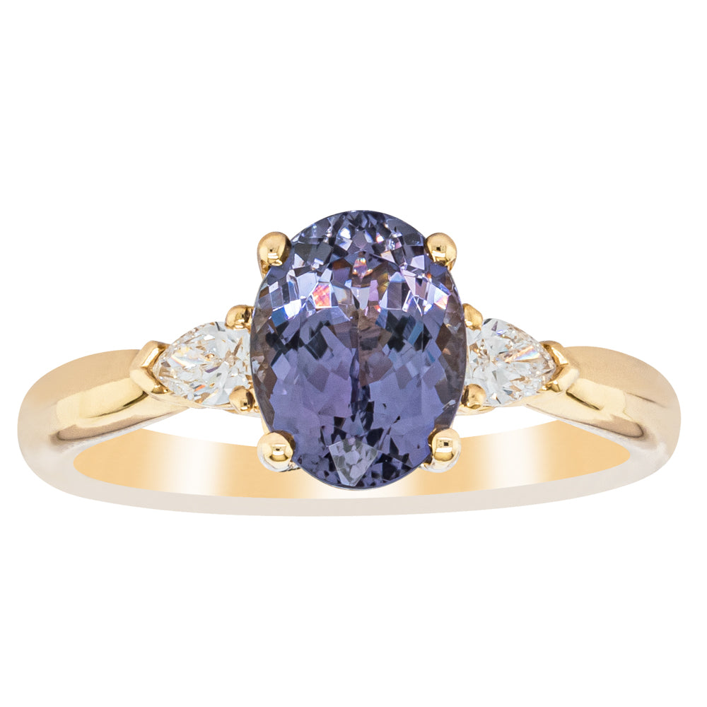 18ct Yellow Gold 1.78ct Tanzanite & Diamond Ayla Ring – Walker & Hall