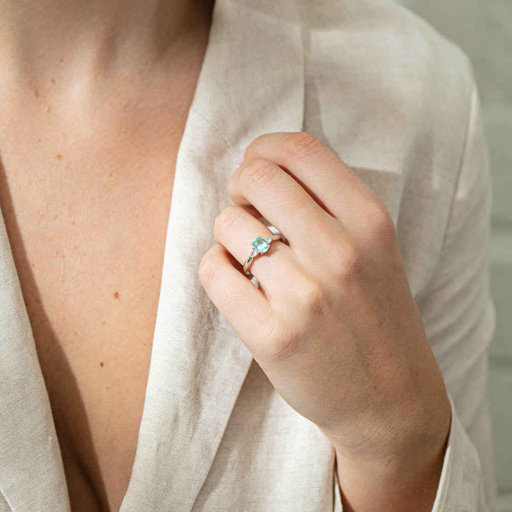 18ct White Gold .80ct Paraiba Tourmaline & Diamond Ayla Ring – Walker ...