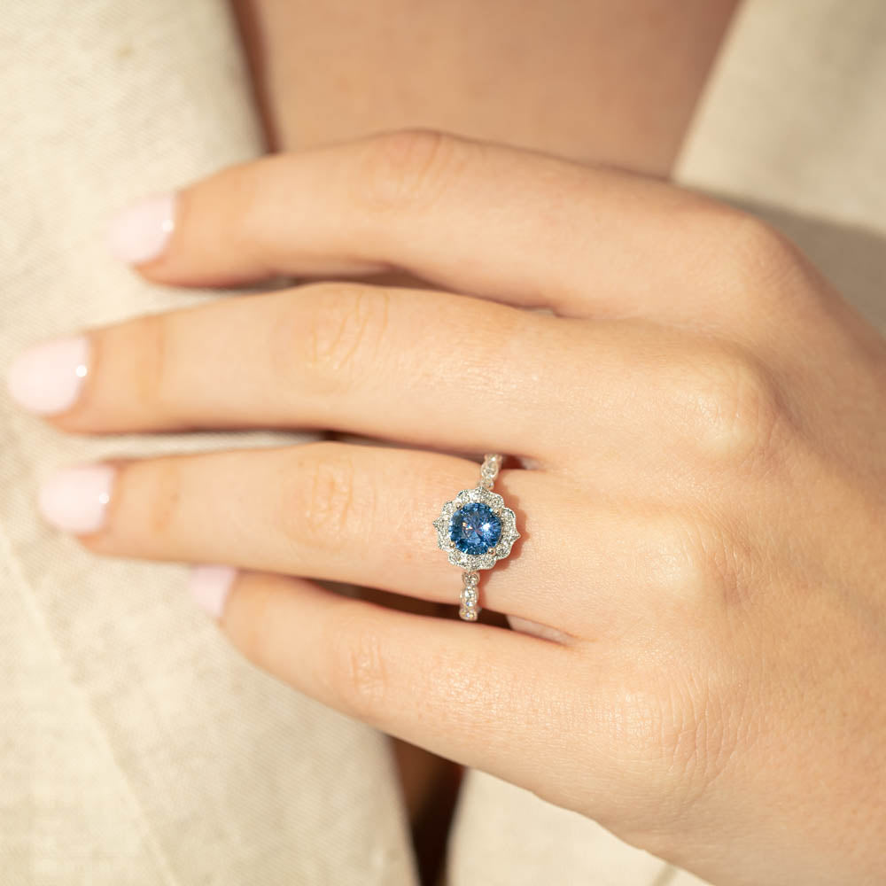 18ct White Gold 1.18ct Sapphire & Diamond Paramount Ring – Walker & Hall