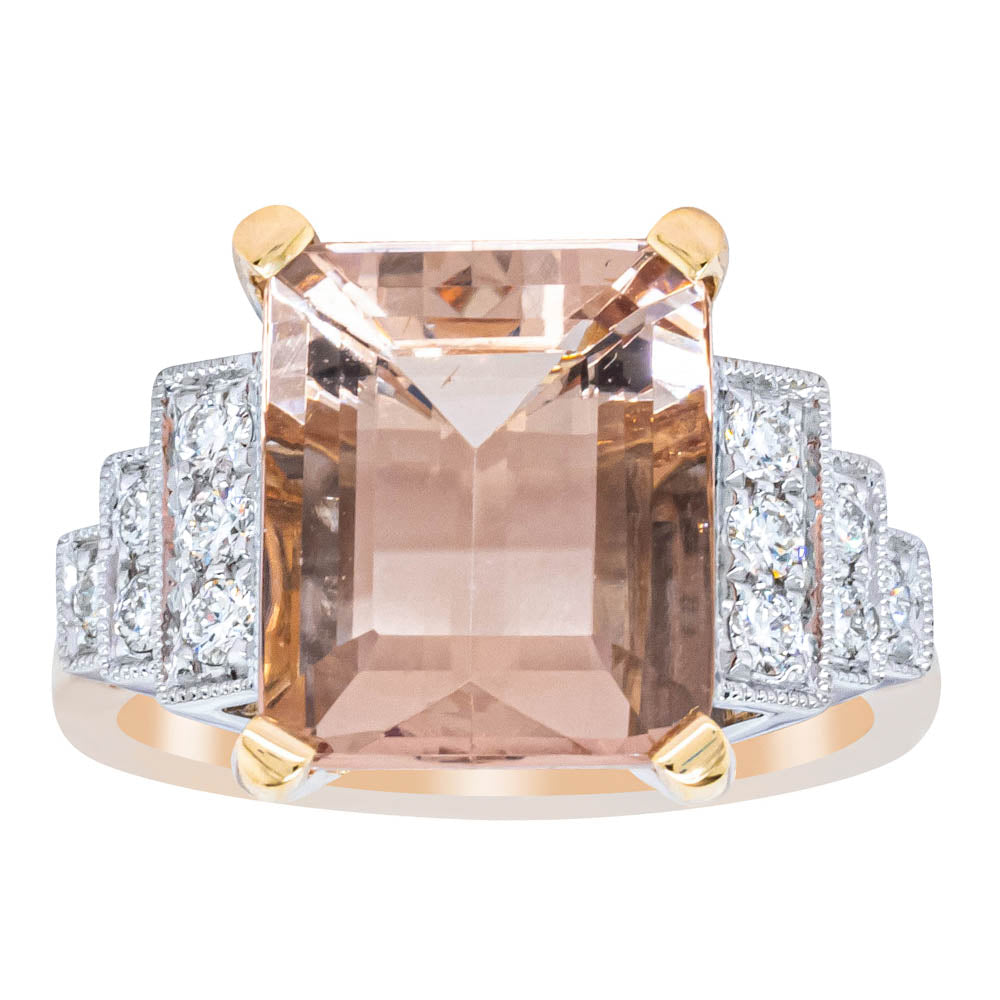 18ct Yellow Gold Morganite & Diamond Maya Ring - W&H – Walker & Hall