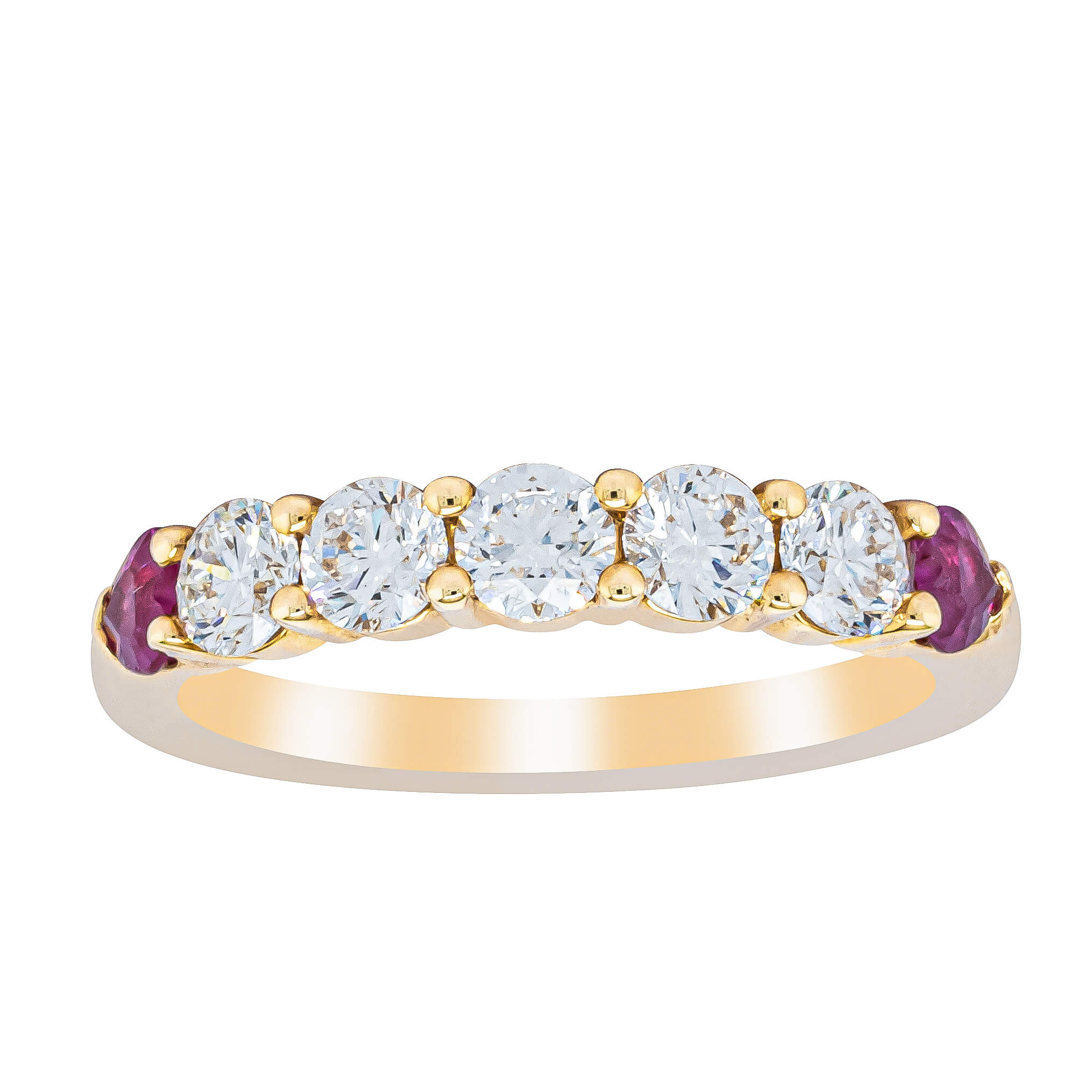 18ct Yellow Gold Diamond & Ruby Hearts Panorama Ring - W&H – Walker & Hall