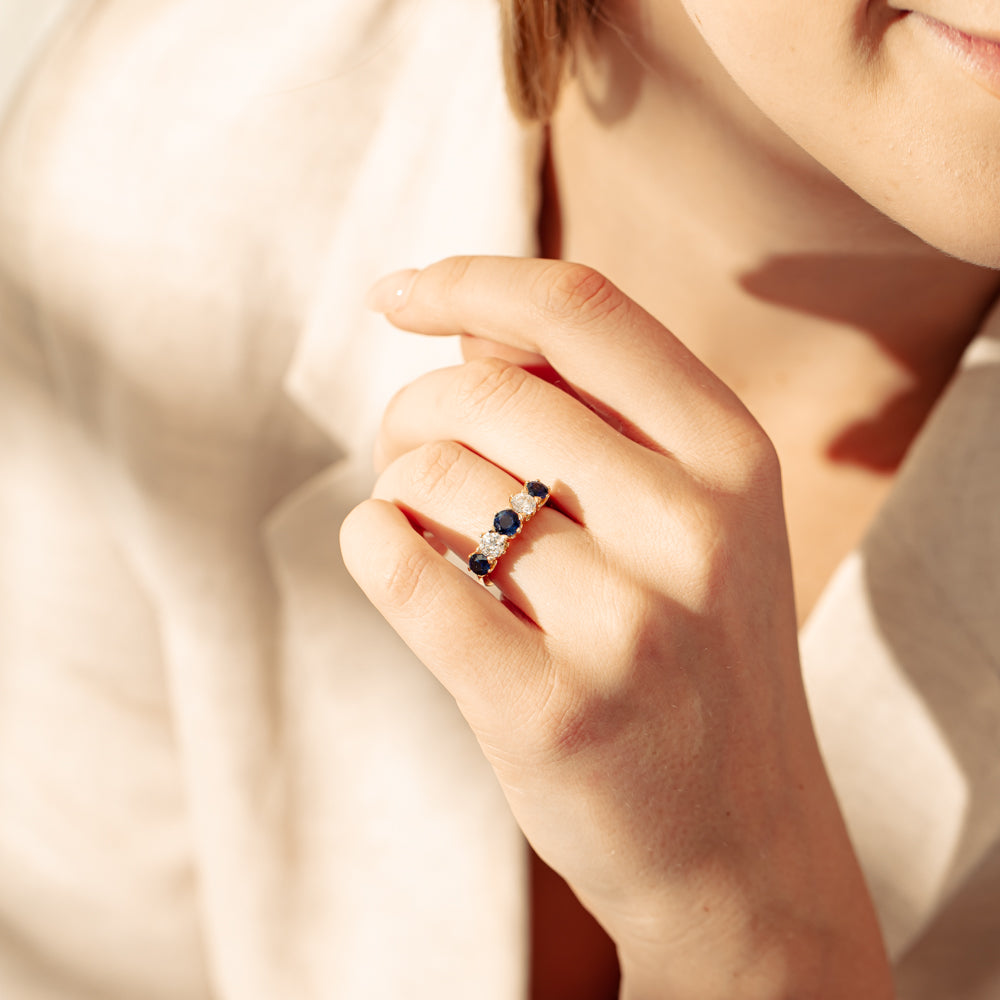 18ct Yellow Gold 1.41ct Sapphire & Diamond Ring - Walker & Hall