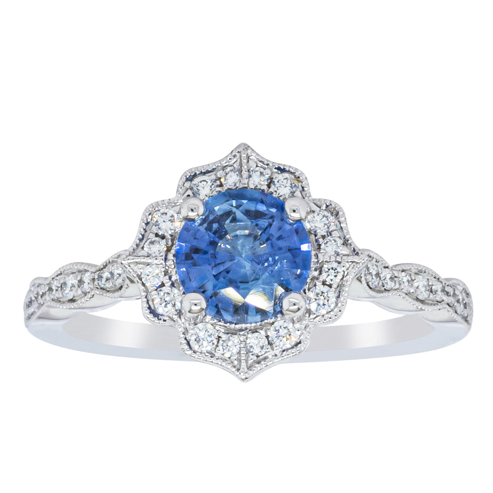 18ct White Gold .55ct Sapphire & Diamond Paramount Ring – Walker & Hall