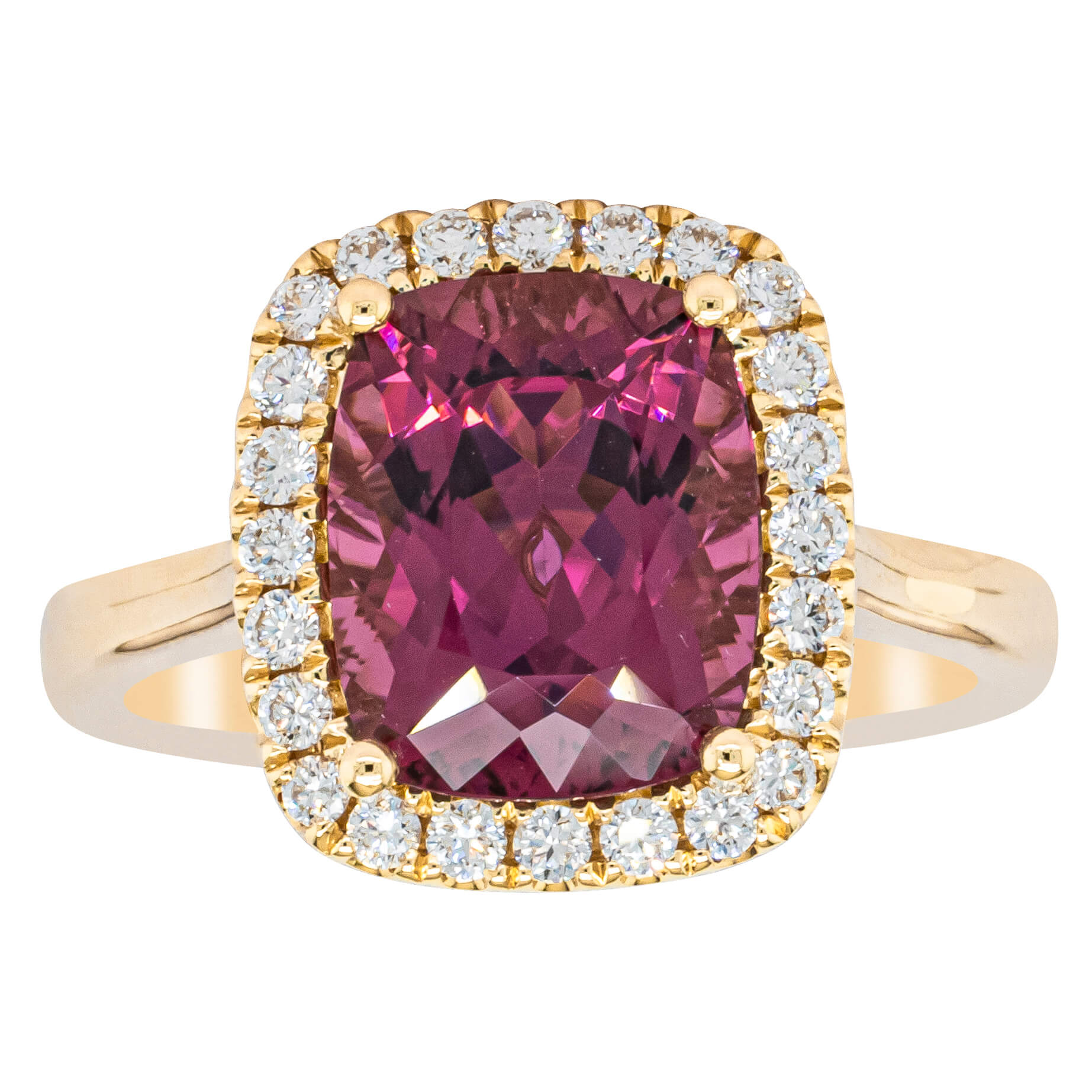 18ct Yellow Gold 3.21ct Pink Tourmaline & Diamond Fleur Ring – Walker ...