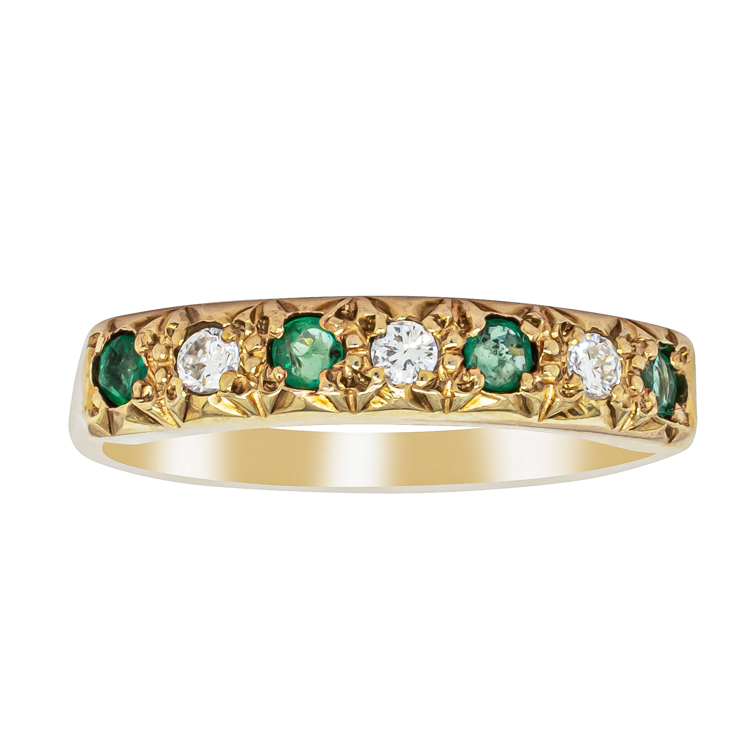 Deja Vu 9ct Yellow Gold Emerald and Diamond Claw-Set Ring – Walker & Hall
