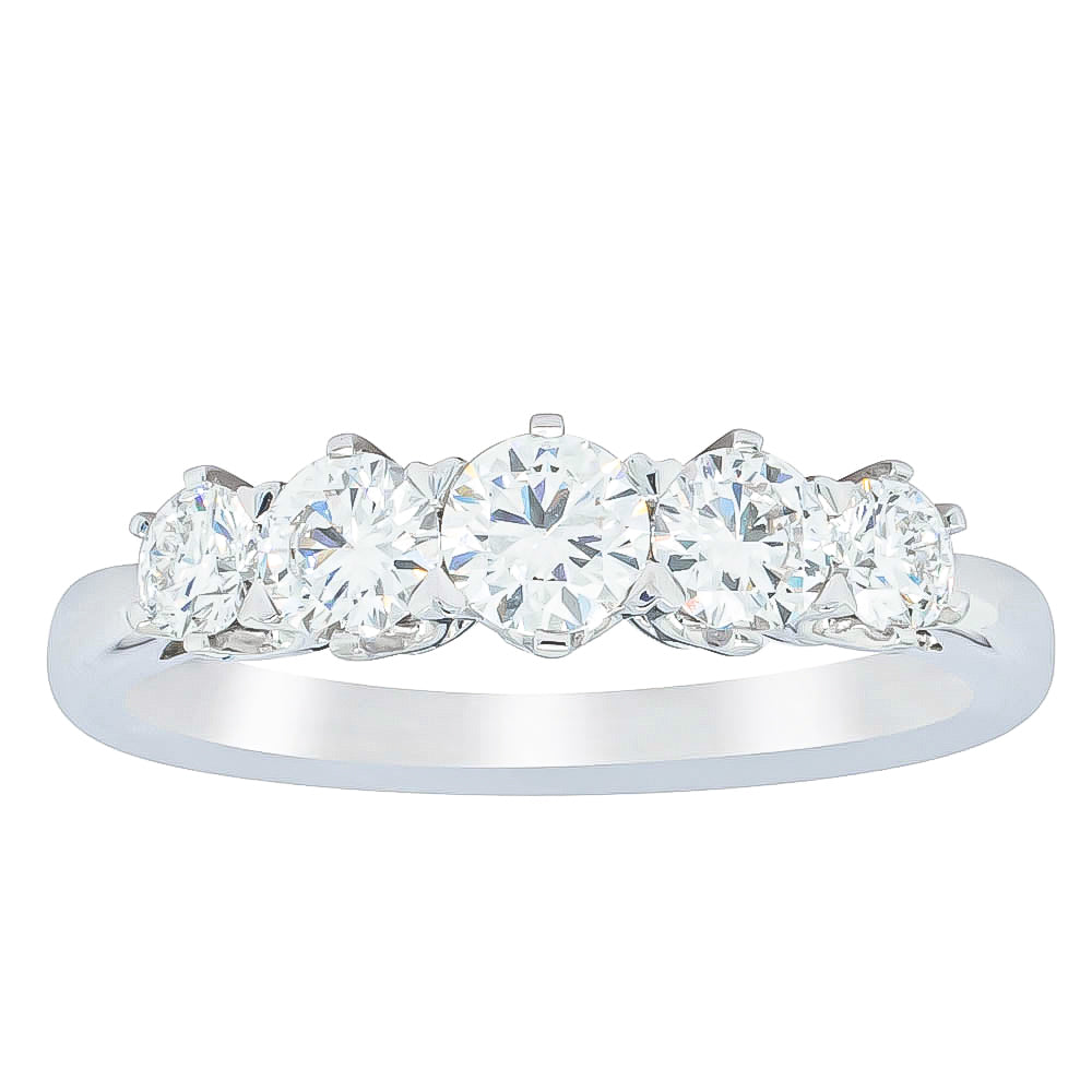 18ct White Gold .80ct Diamond Pentagon Ring - Walker & Hall