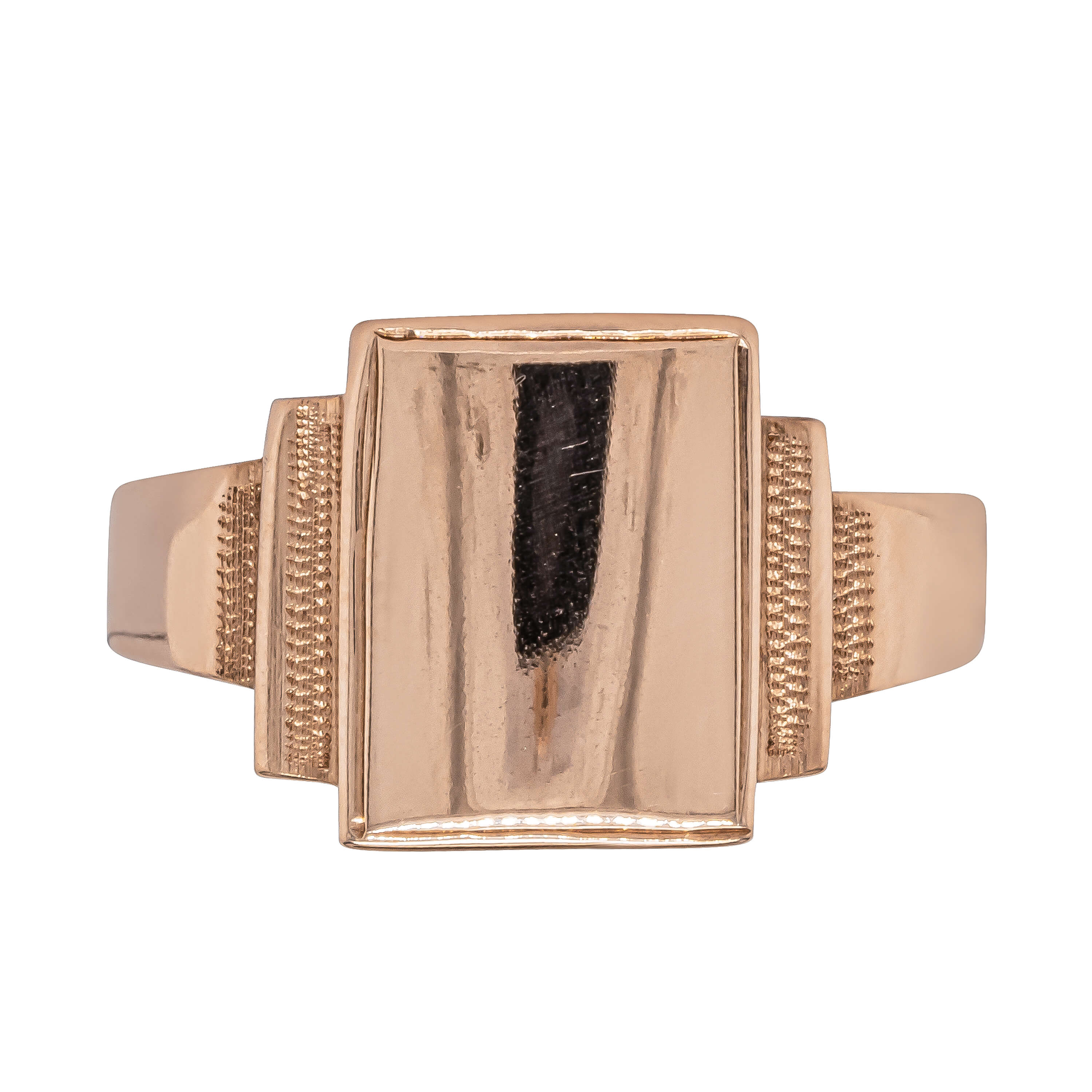 Deja Vu 9ct Rose Gold Rectangular Signet Ring - W&H – Walker & Hall