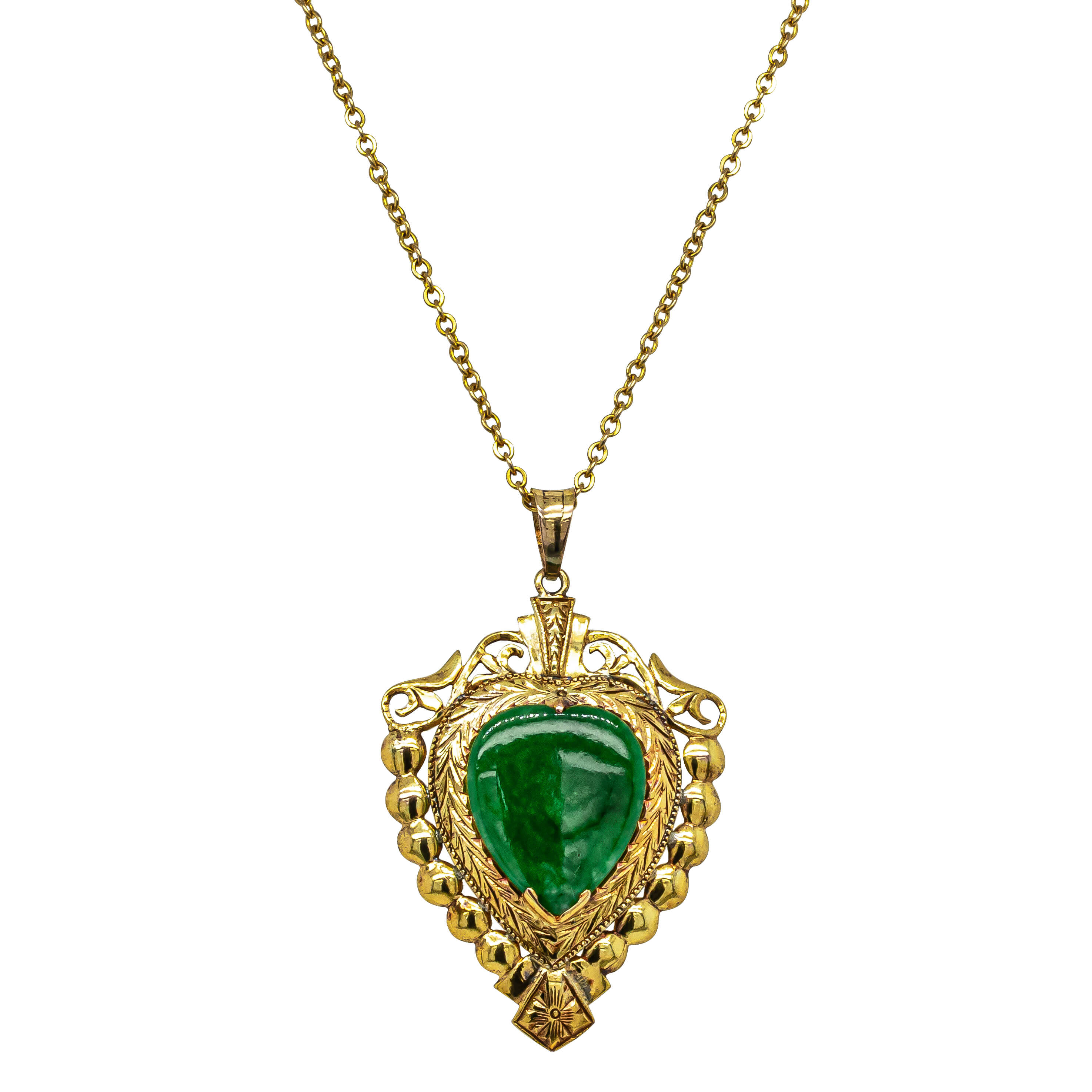 Deja Vu 14ct Yellow Gold Fei Cui Jade Heart Pendant - W&H – Walker & Hall