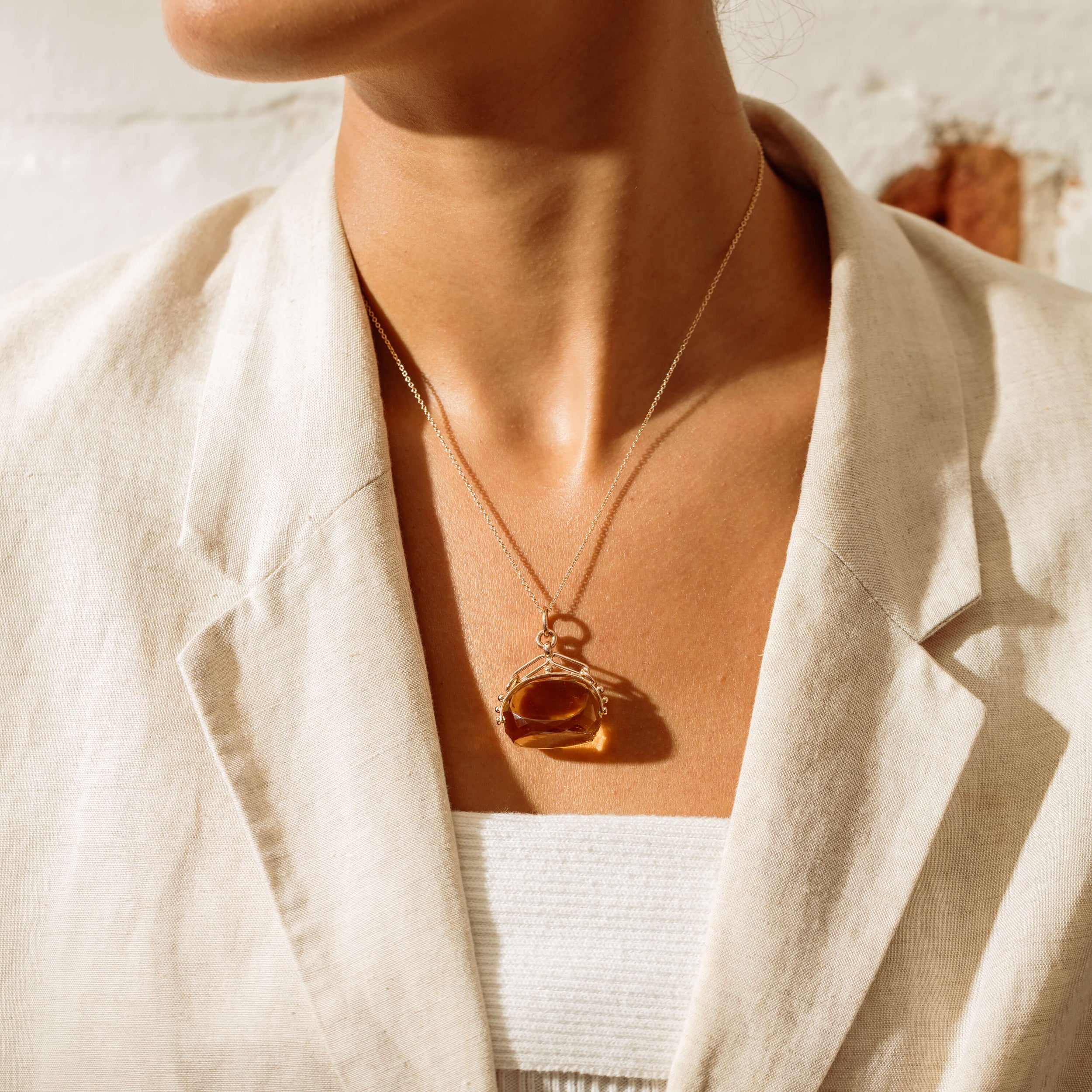 Deja Vu 9ct Rose Gold Citrine Spinner Pendant - W&H – Walker & Hall