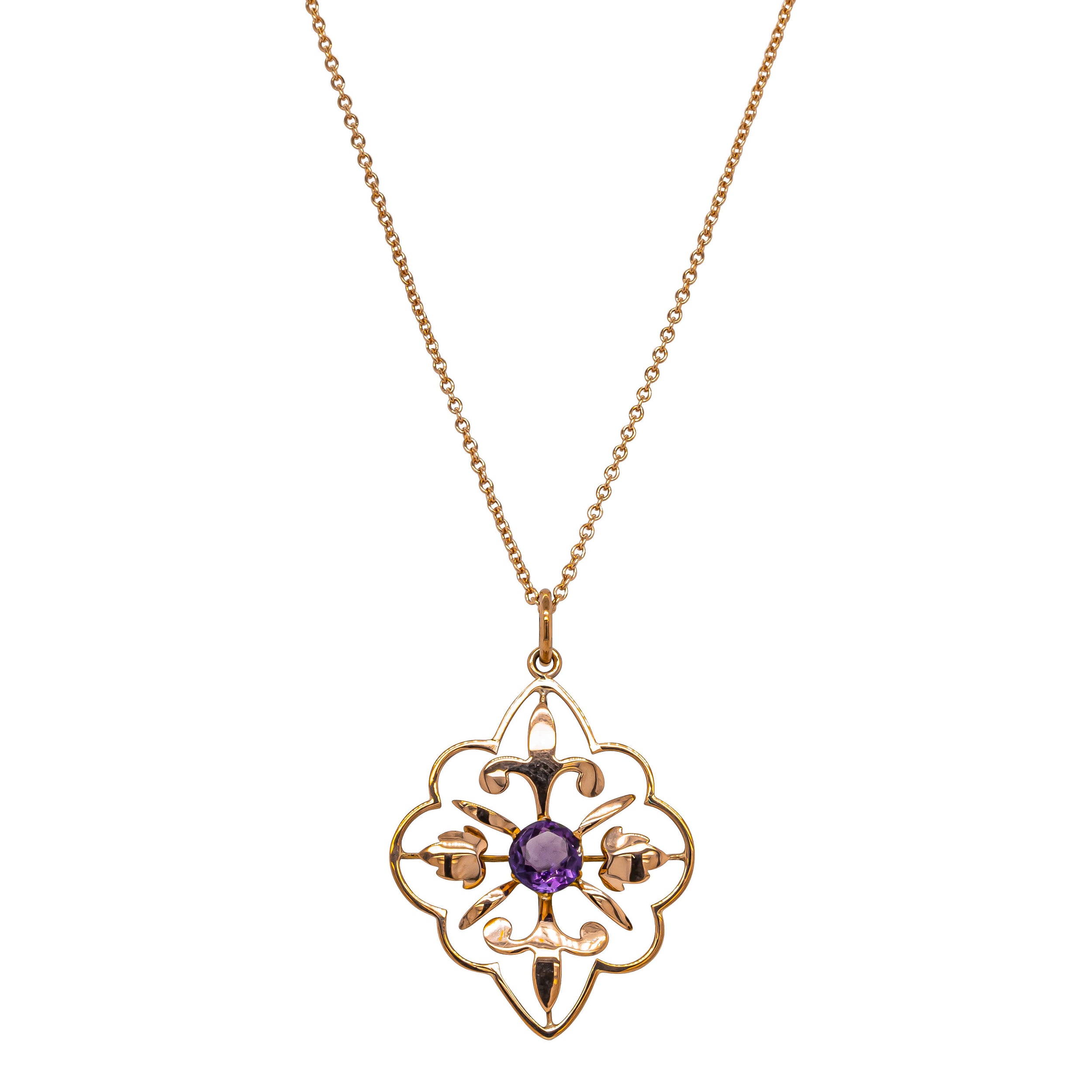 Deja Vu 9ct Rose Gold Amethyst Openwork Pendant - W&H – Walker & Hall
