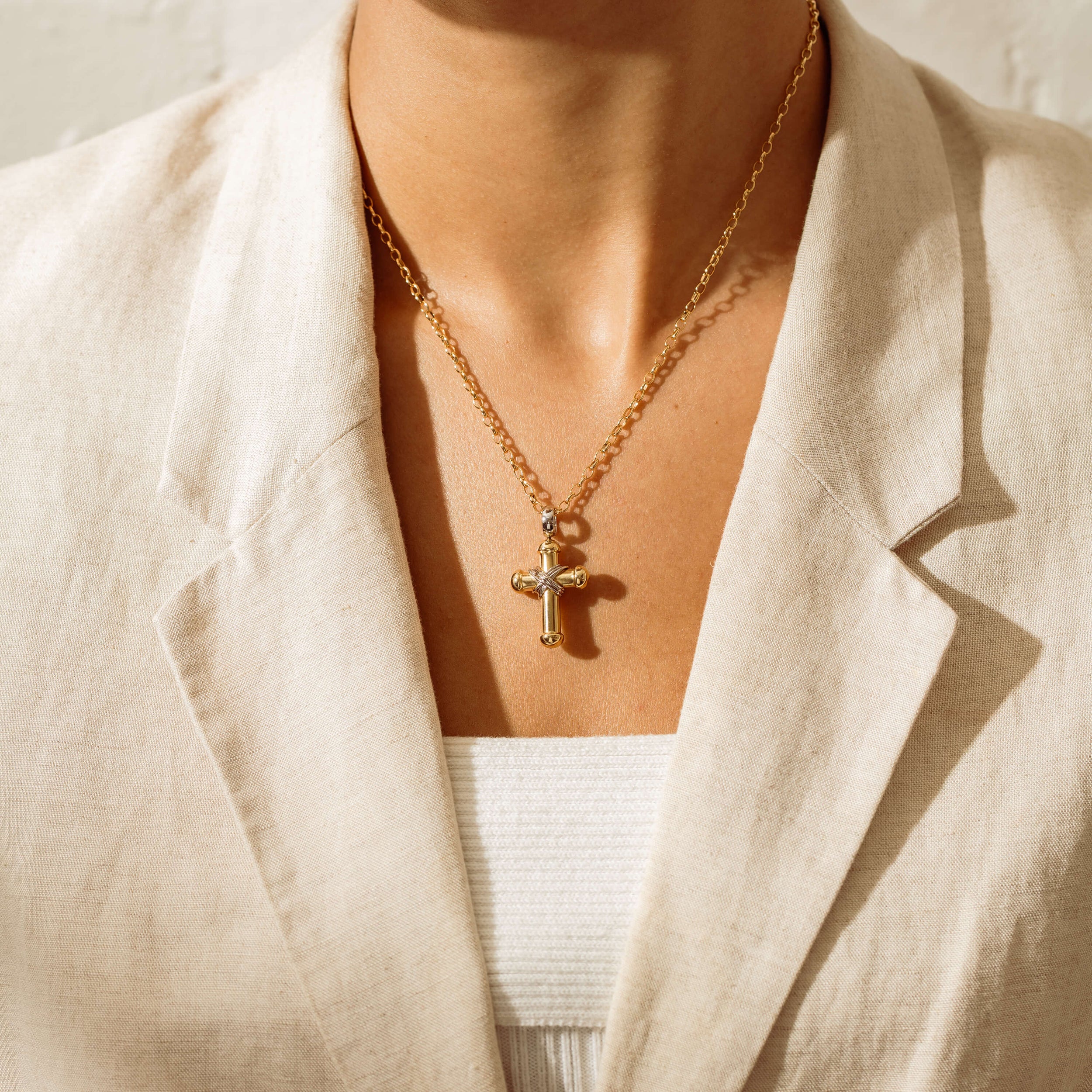 Deja Vu 18ct Yellow & White Gold Hollow Cross Pendant – Walker & Hall