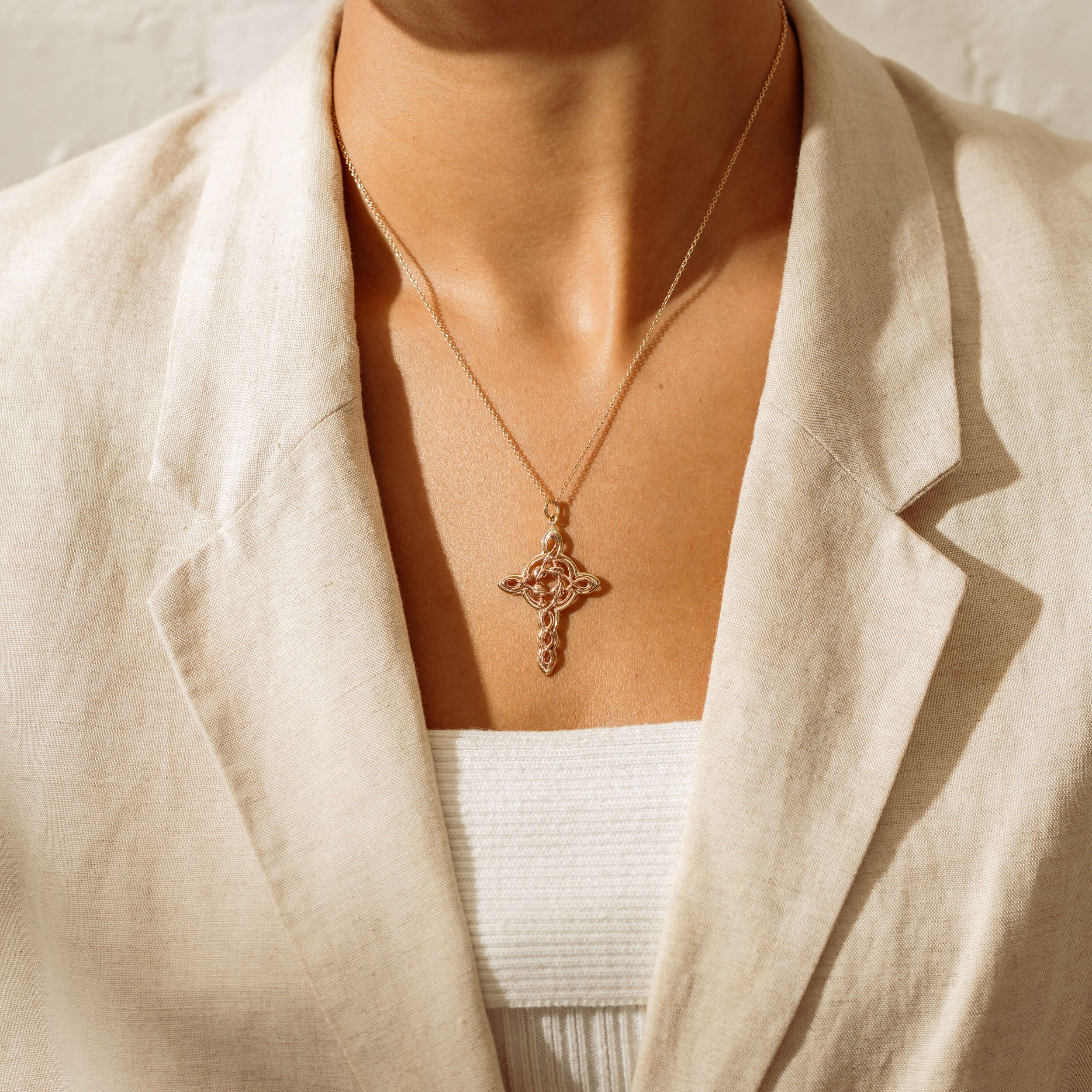 Deja Vu 9ct Yellow & Rose Gold Celtic Cross Pendant – Walker & Hall