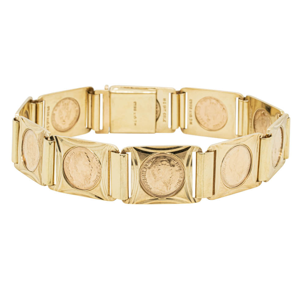 Vintage 9ct Yellow Gold Coins Bracelet - Walker & Hall