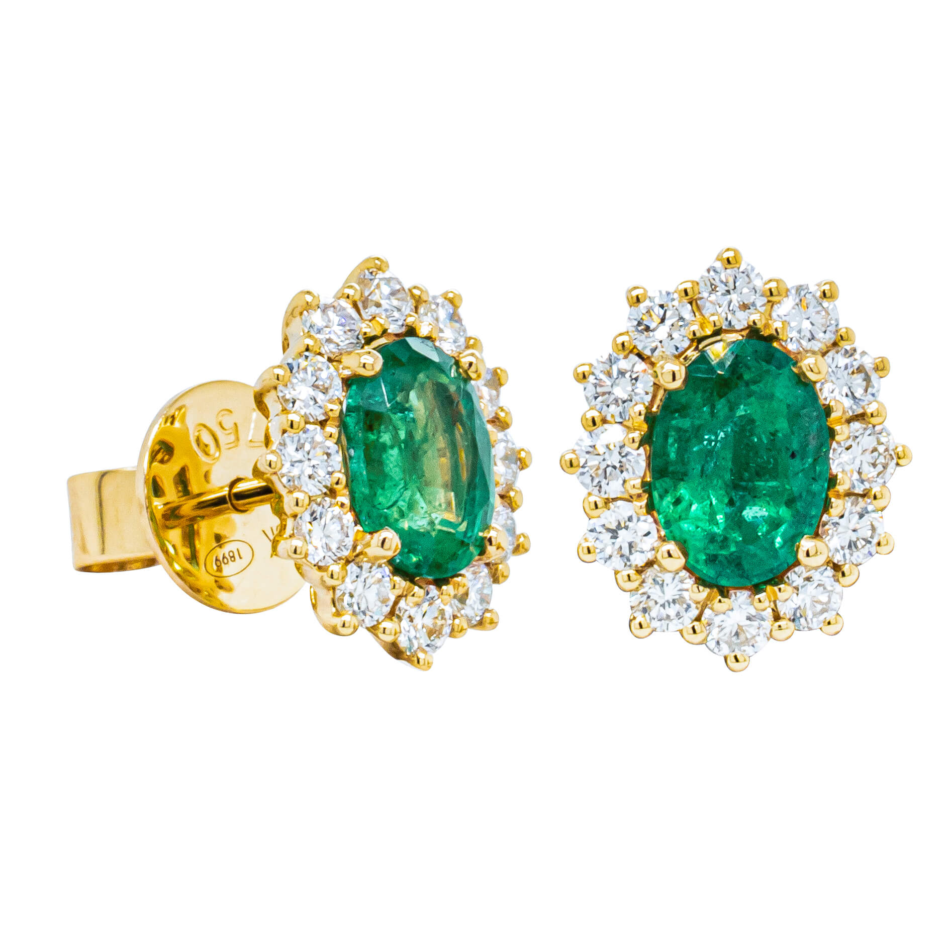 18ct Yellow Gold Emerald & Diamond Belle Earrings – Walker & Hall