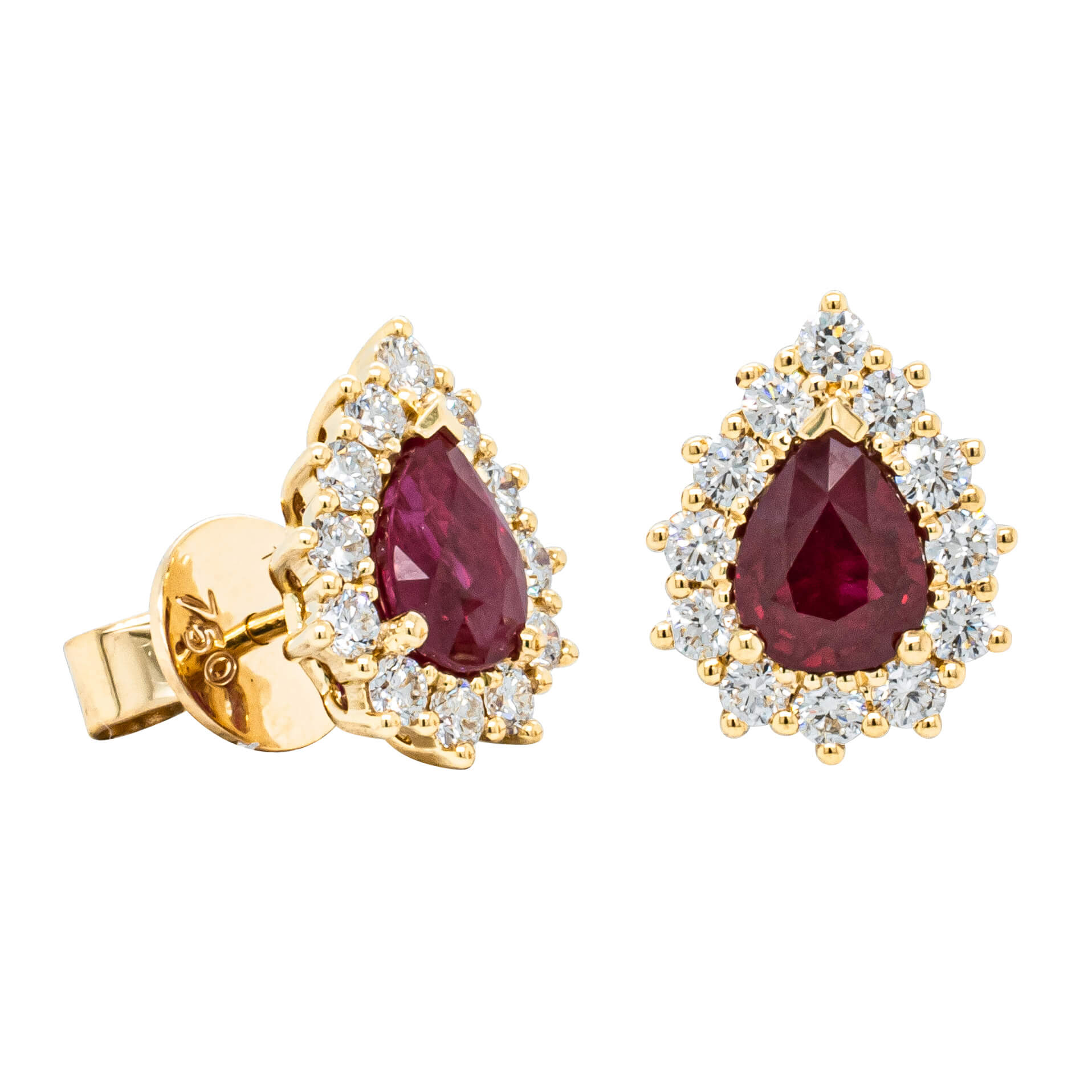 18ct Yellow Gold 2.09ct Ruby & Diamond Belle Earrings – Walker & Hall