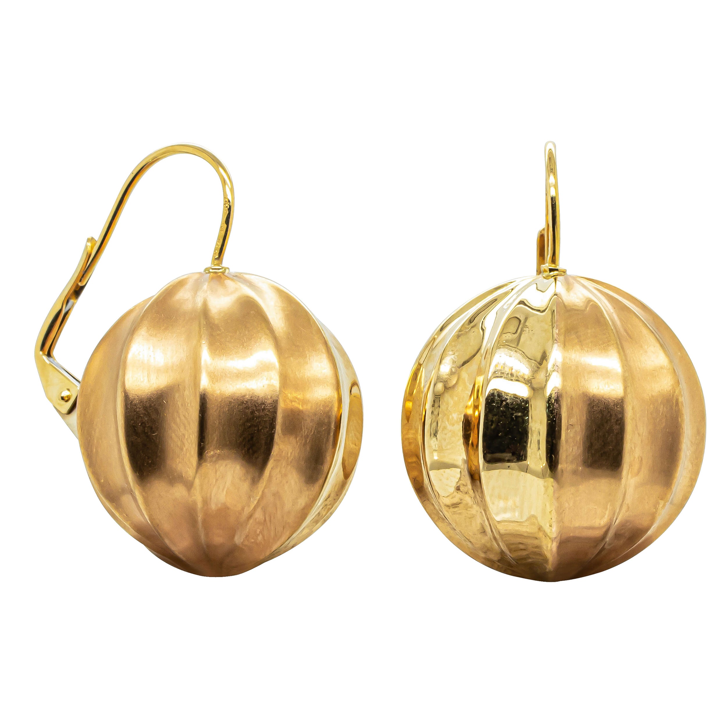 Deja Vu 18ct Yellow & Rose Gold Fluted Ball Drop Earrings – Walker & Hall