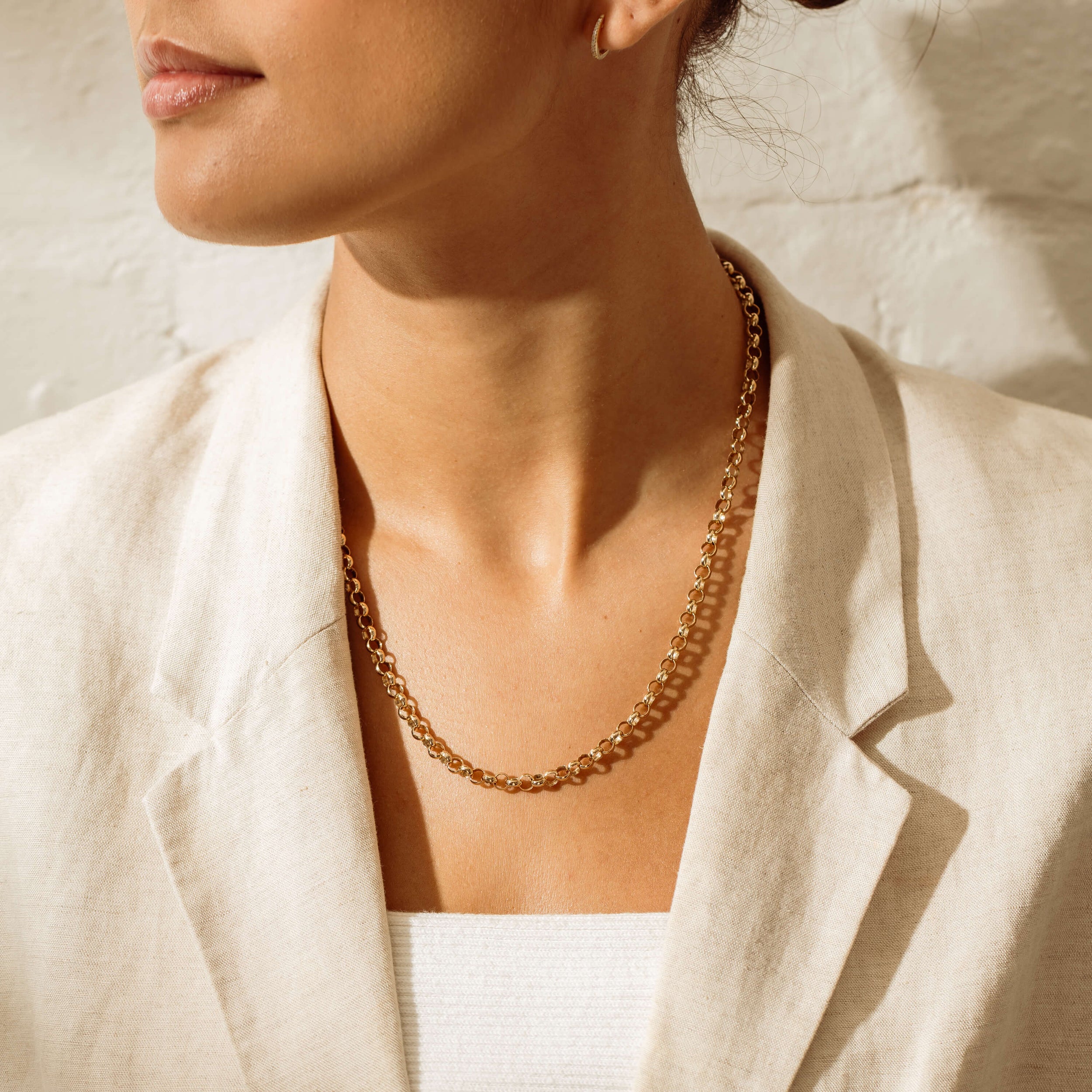 Deja Vu 9ct Yellow Gold Belcher Link Necklace 50cm – Walker & Hall