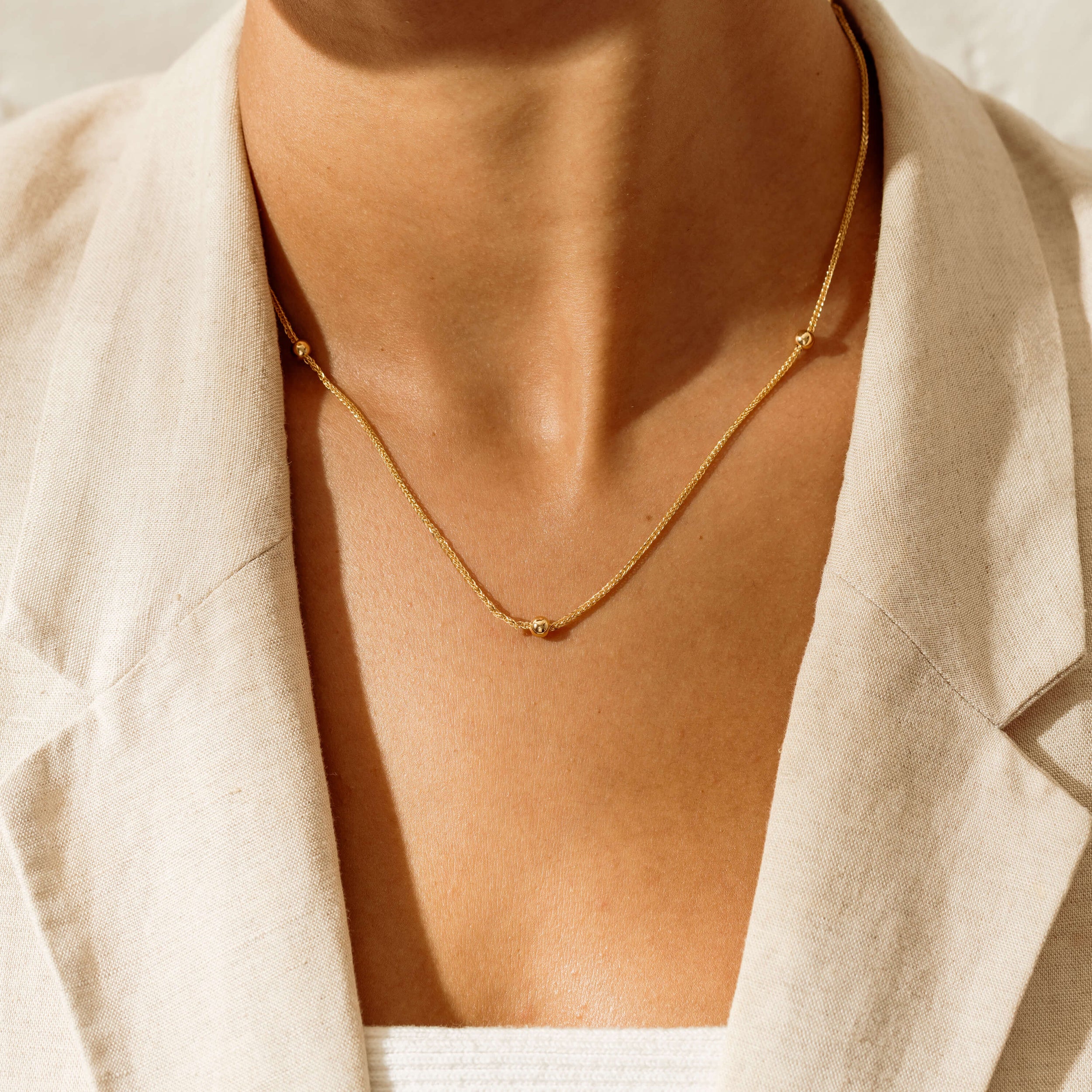 9ct Yellow Gold Scattered Ball Necklace - Walker & Hall