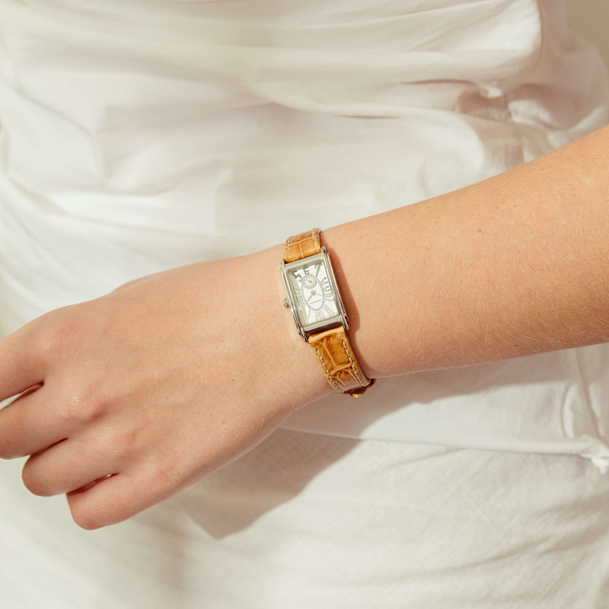 Deja Vu Stainless Steel Hamilton Ardmore Watch With Tan Leather Strap ...