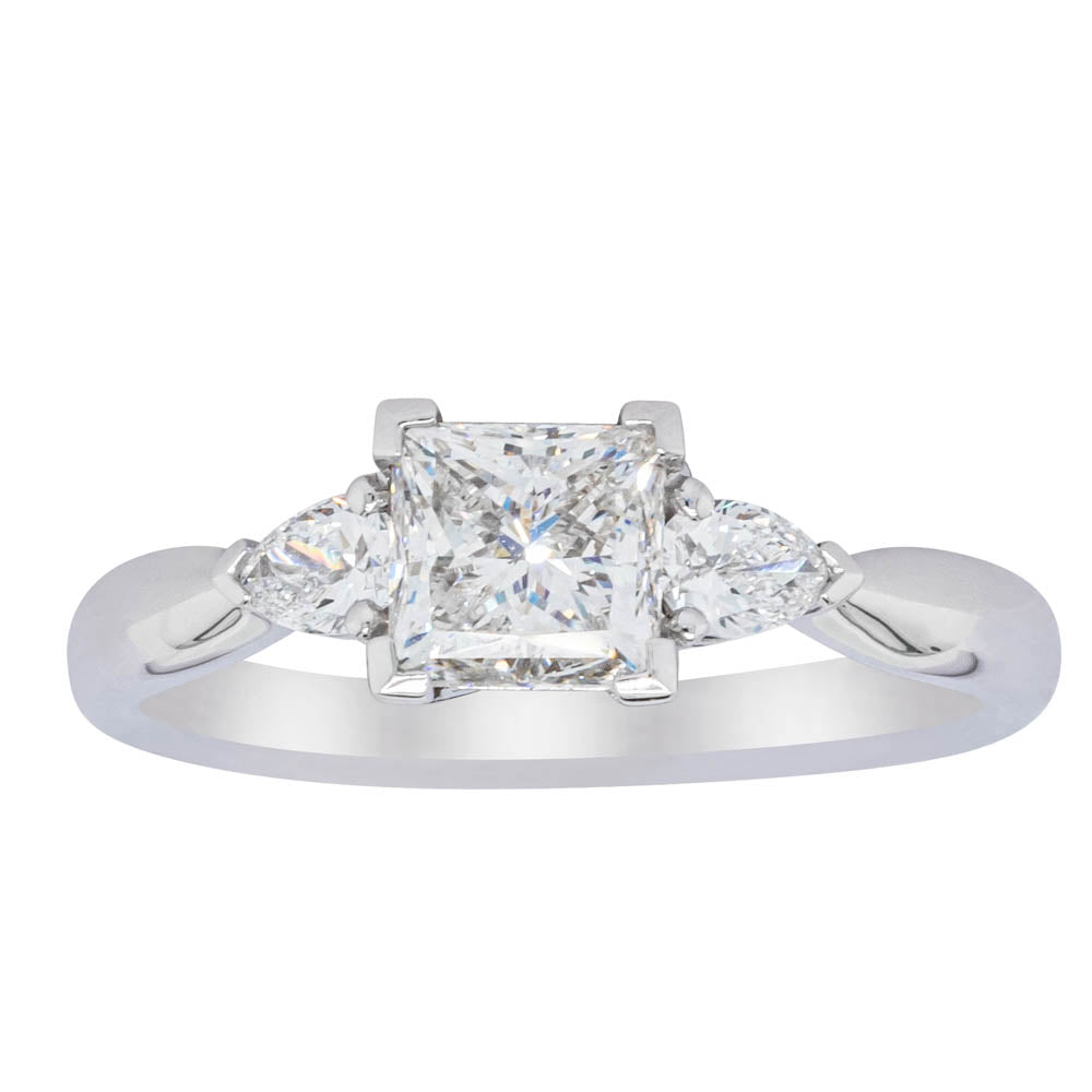 18ct White Gold 1.02ct Princess Cut Diamond Ayla Ring - Walker & Hall