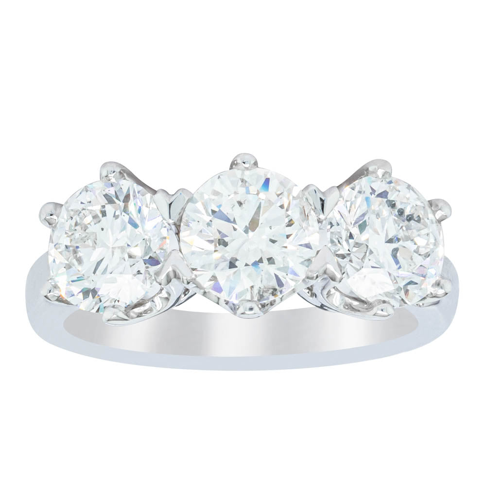 18ct White Gold 3.07ct Diamond Trilogy Ring - Walker & Hall