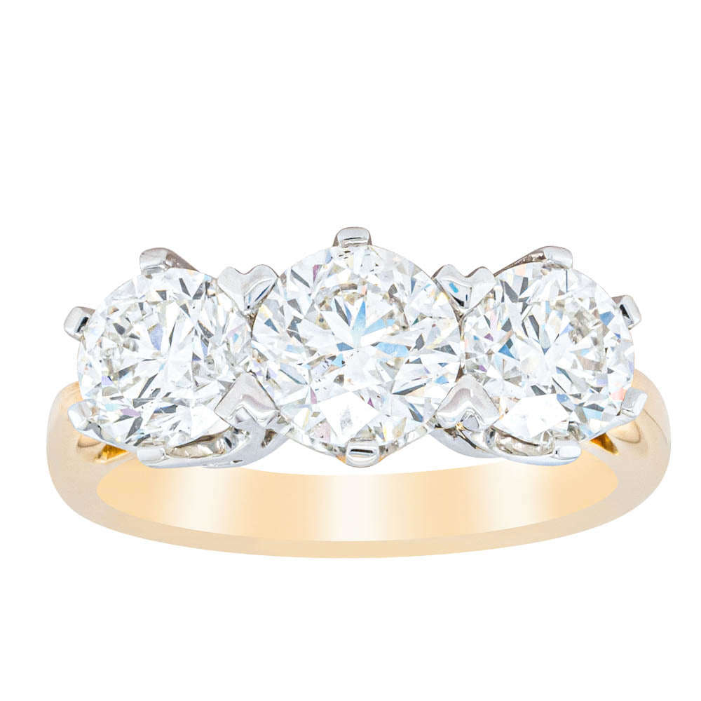 18ct Yellow Gold 3.06ct Diamond Trilogy Ring - Walker & Hall
