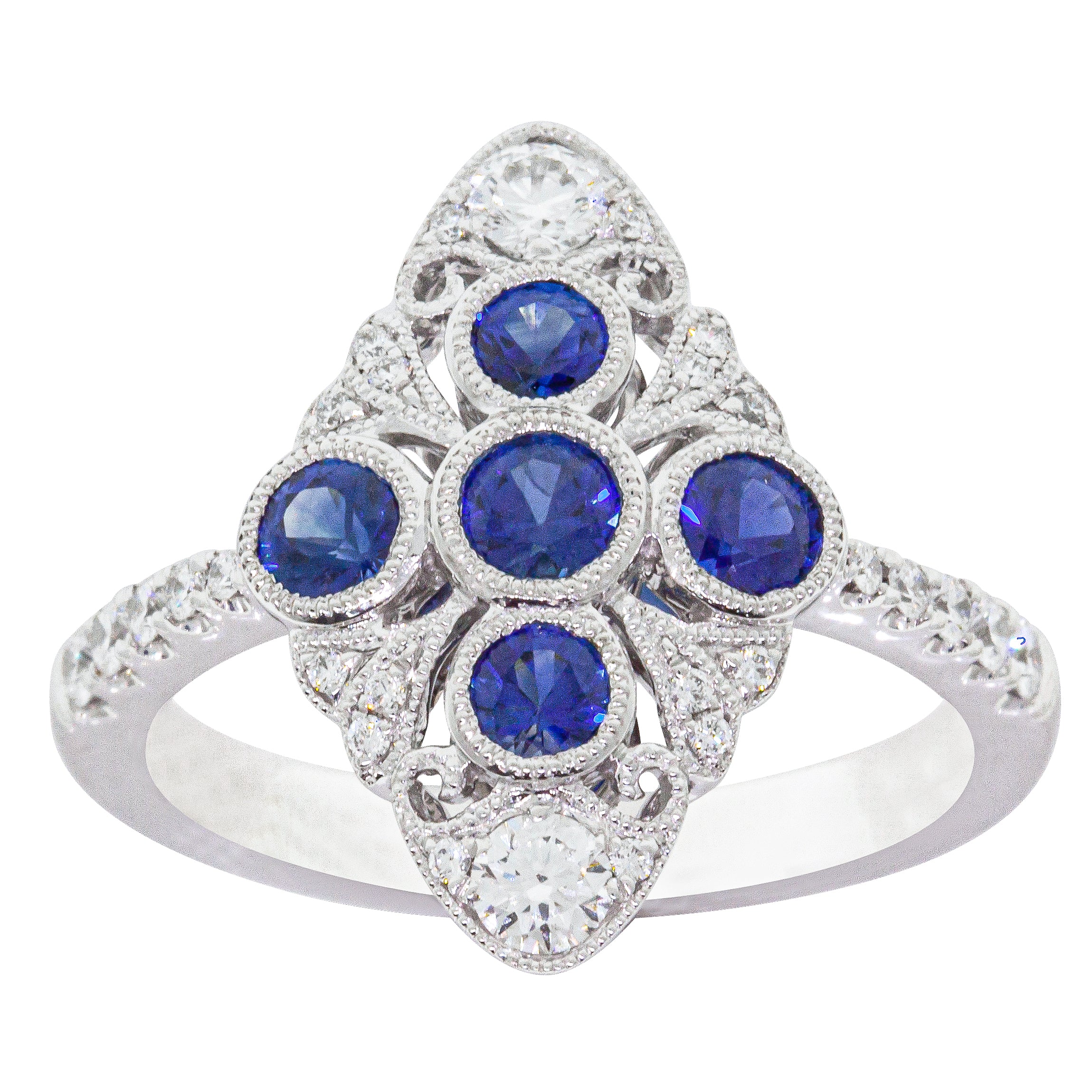 18ct White Gold Sapphire & Diamond Ring - Walker & Hall