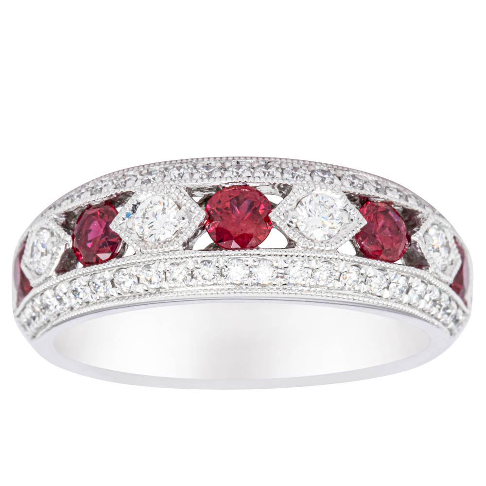18ct White Gold Ruby & Diamond Cecelia Ring - Walker & Hall