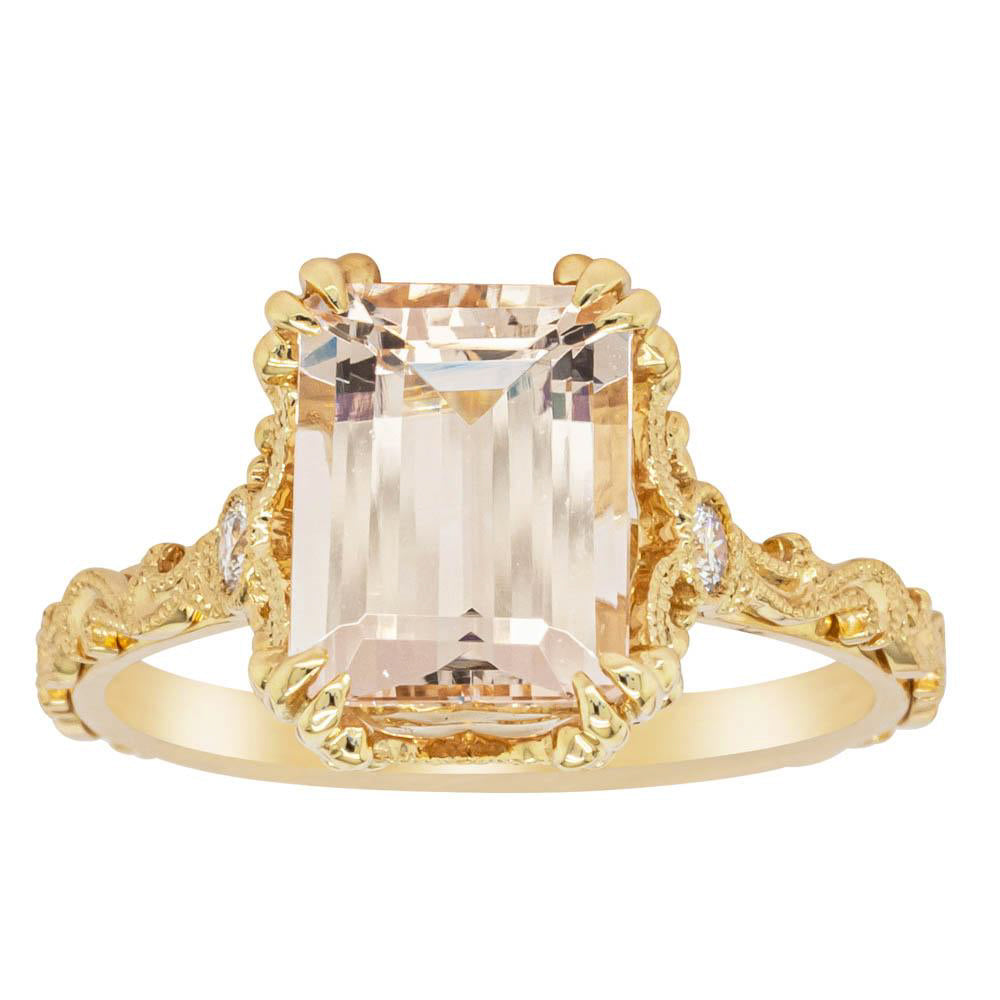 18ct Yellow Gold Morganite & Diamond Romanov Ring - W&H – Walker & Hall