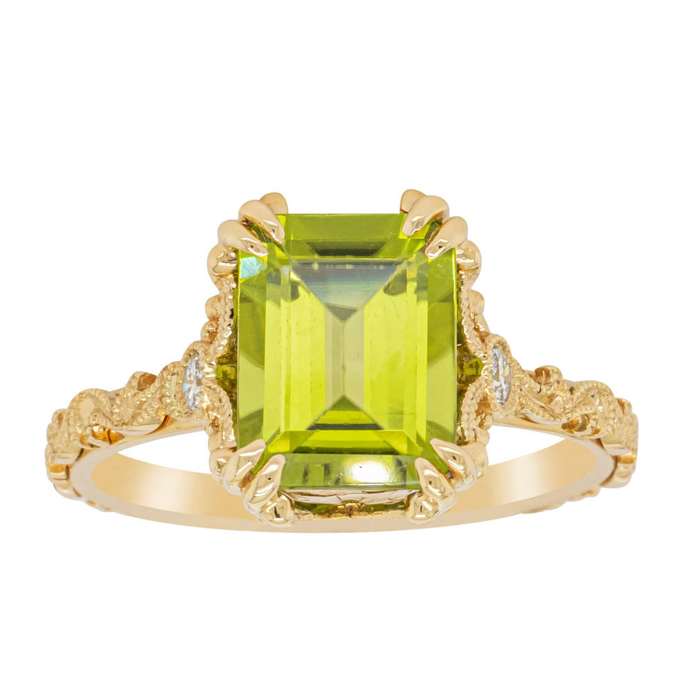 18ct Yellow Gold Peridot & Diamond Romanov Ring - Walker & Hall