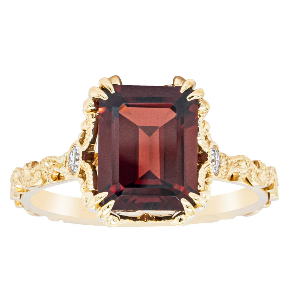 18ct Yellow Gold Garnet & Diamond Romanov Ring - Walker & Hall