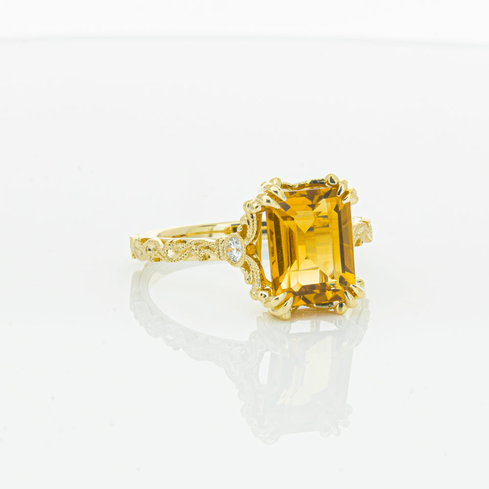 18ct Yellow Gold Citrine & Diamond Romanov Ring - W&H – Walker & Hall