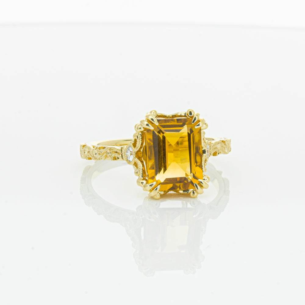 18ct Yellow Gold Citrine & Diamond Romanov Ring - W&H – Walker & Hall
