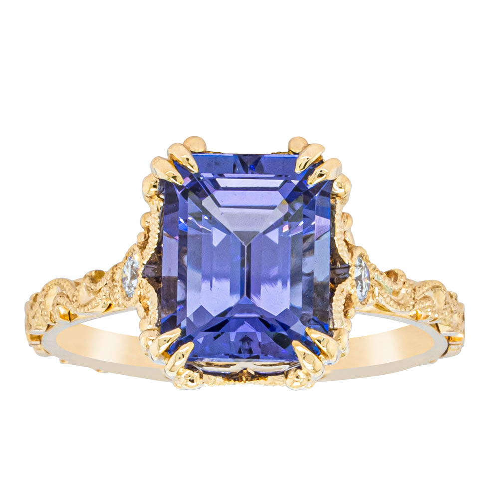 18ct Yellow Gold Tanzanite & Diamond Romanov Ring - W&H – Walker & Hall