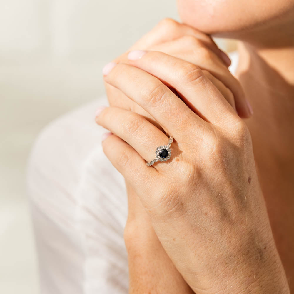 18ct White Gold .76ct Sapphire & Diamond Paramount Ring - Walker & Hall