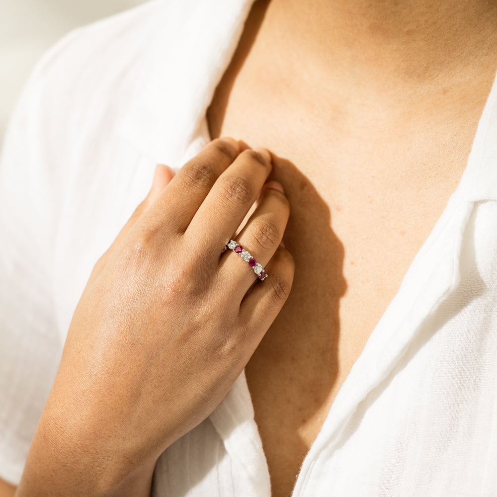 18ct White Gold .71ct Ruby & Diamond Panorama Ring - Walker & Hall