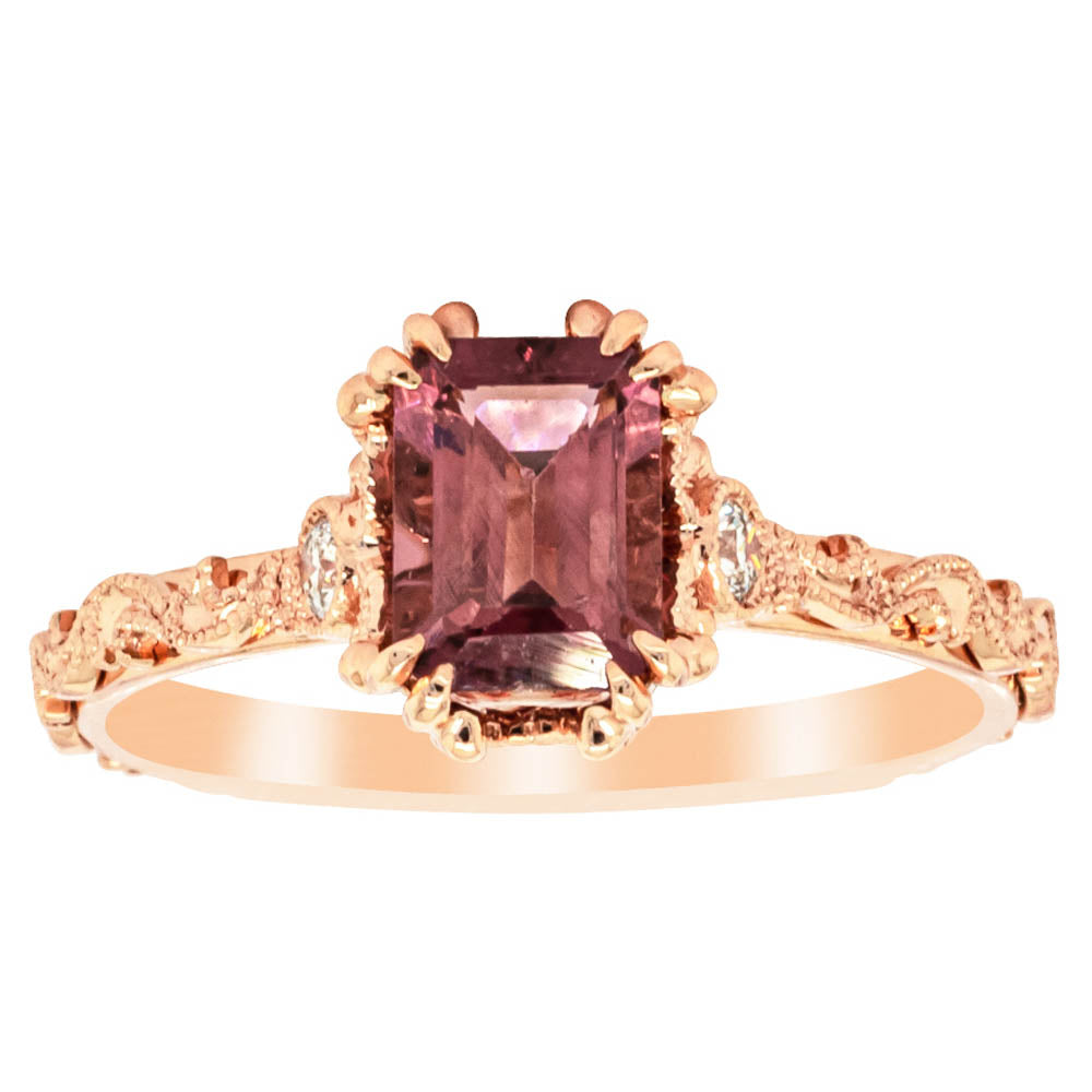 18ct Rose Gold Pink Tourmaline & Diamond Romanov Ring – Walker & Hall