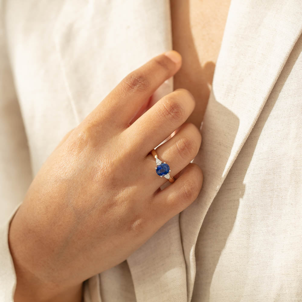 18ct Yellow Gold 1.47ct Sapphire & Diamond Ayla Ring - Walker & Hall