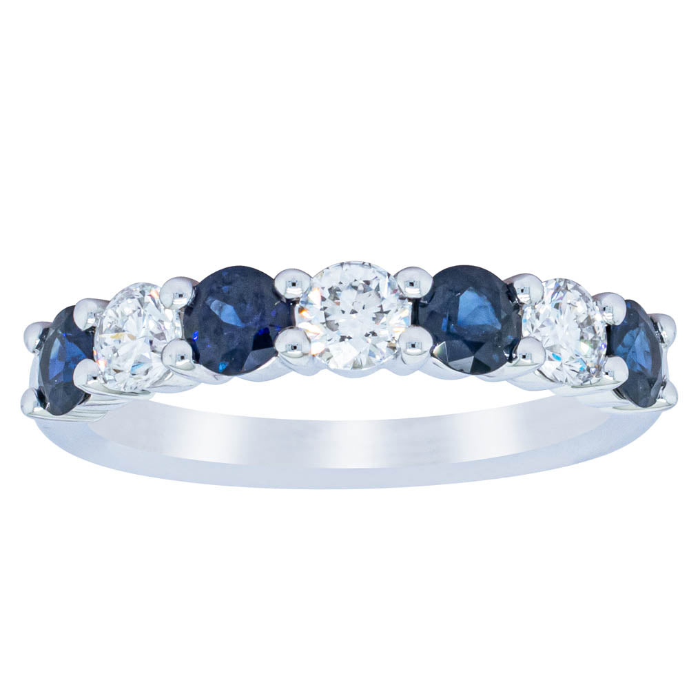 18ct White Gold .88ct Sapphire & Diamond Panorama Ring - Walker & Hall