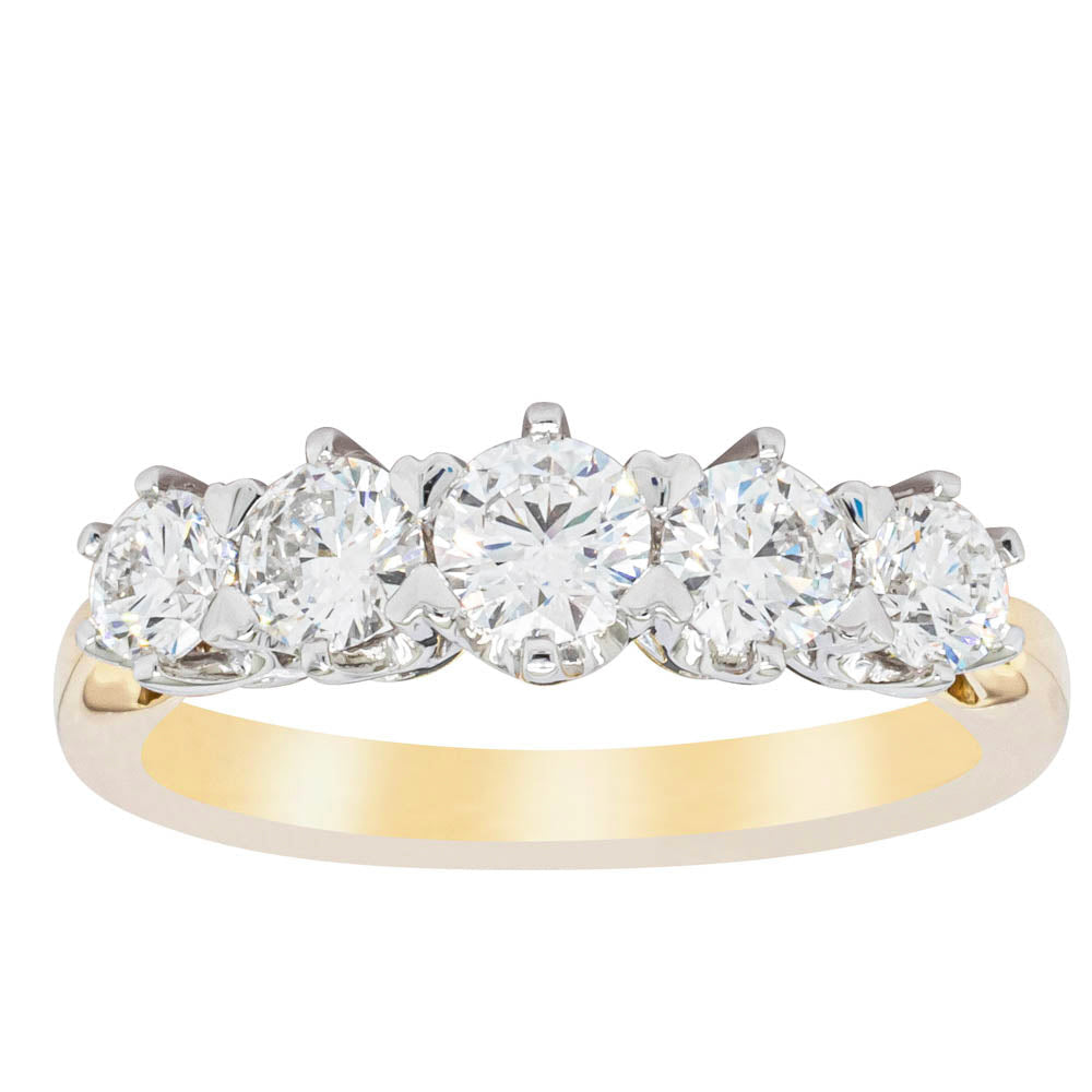 18ct Yellow Gold 1.06ct Diamond Pentagon Ring - Walker & Hall