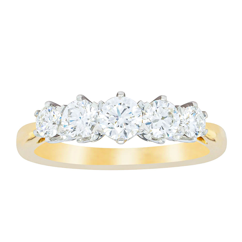 18ct Yellow Gold .80ct Diamond Pentagon Ring - Walker & Hall