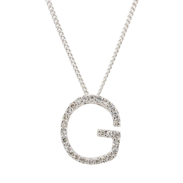 9ct White Gold Diamond Letter Pendant - Walker & Hall