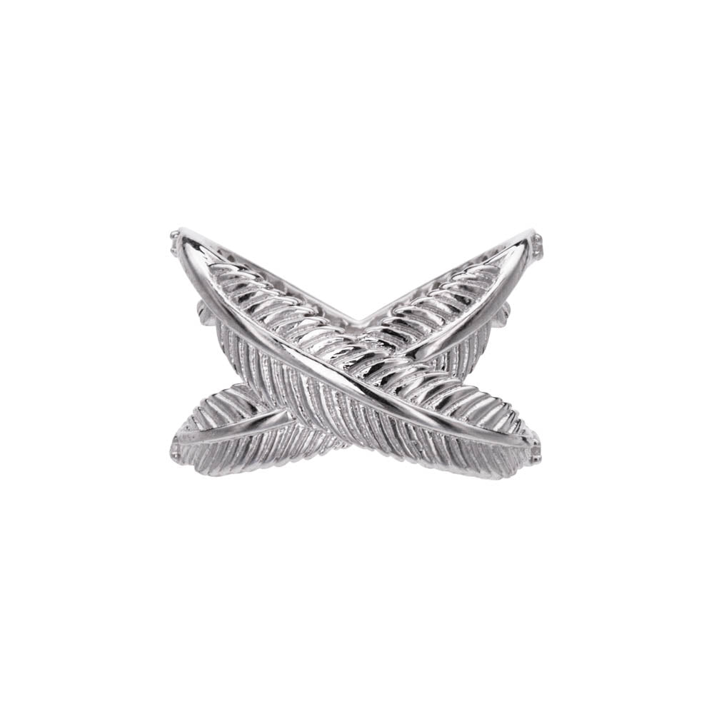 Boh Runga Rocksteady Feather Kiss Cross Ring - Sterling Silver - Walker & Hall
