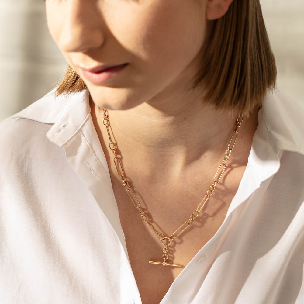 9ct Yellow Gold Paperclip Link Fob Chain - Walker & Hall