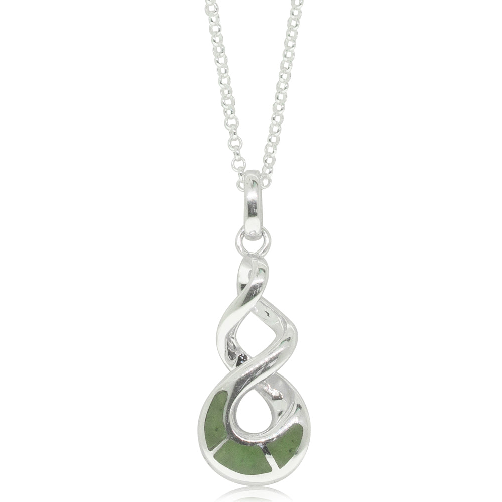 Sterling top Silver NZ Greenstone Twist