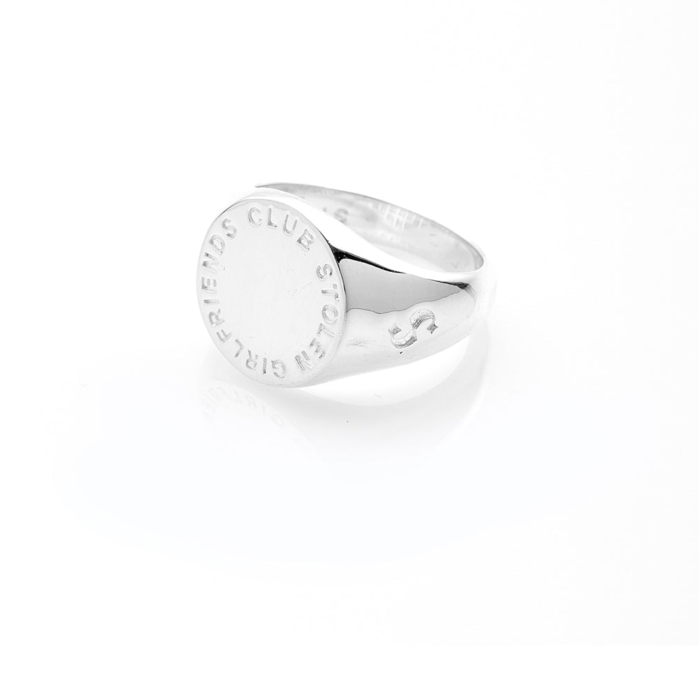 Stolen Girlfriends Club Text Logo Sovereign Ring - Silver – Walker & Hall